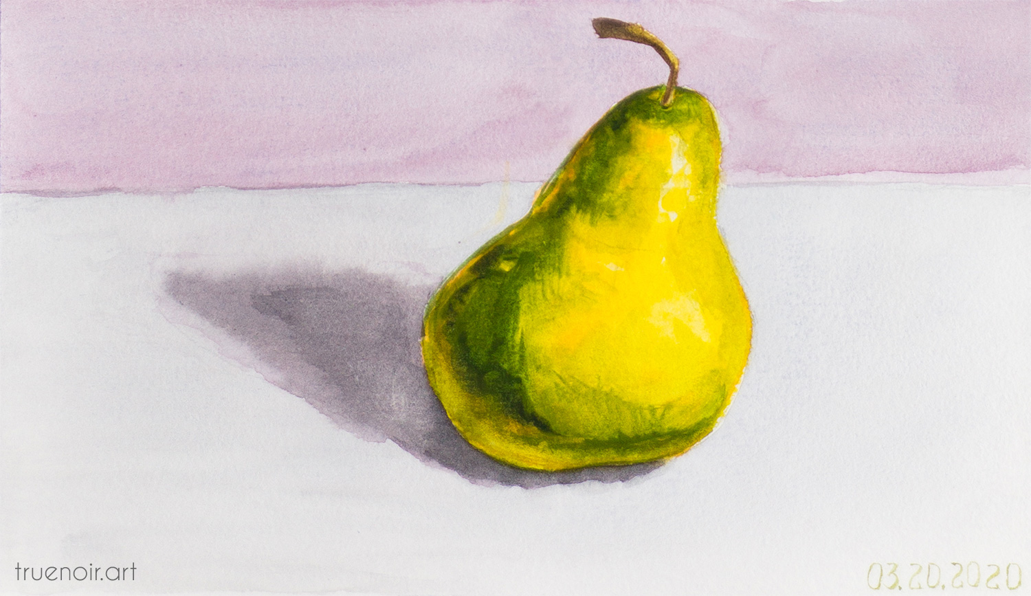 Single Pear, watercolor painting - True Noir Art Blog